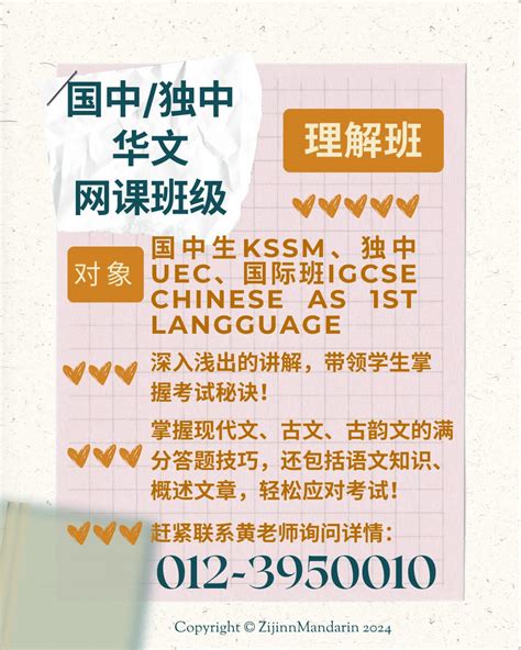 子衿华文教育 黄老师 Teacher Patricia 中学华文网课班级 🌟