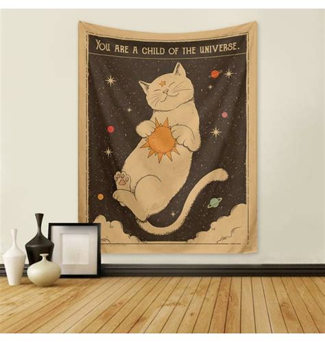 고양이 타로카드 태피스트리 벽에거는 천 패브릭 포스터 티몬