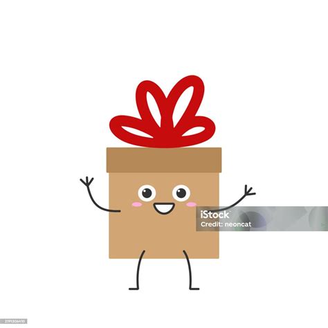 선물 상자 캐릭터 만화 인사 미소 행복 기쁨 귀여운 상징 휴일 벡터 일러스트 레이 션 0명에 대한 스톡 벡터 아트 및 기타 이미지 0명 귀여운 다리 신체 부분