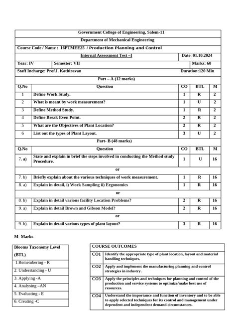 16ptmee25 Production Planning Control Pdf Business