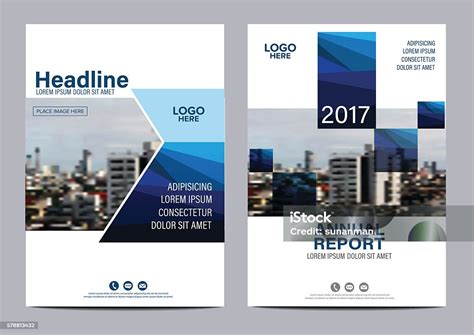 블루 브로셔 레이아웃 디자인 템플릿 연례 보고서 플라이어 일러스트 벡터 0명에 대한 스톡 벡터 아트 및 기타 이미지 0명 2차 도형 기업 재무와 산업 Istock