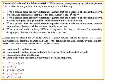 Solved Homework Problem For Nd Order ODES Without Using Chegg