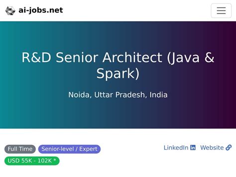 Hiring Randd Senior Architect Java And Spark In Noida Uttar Pradesh