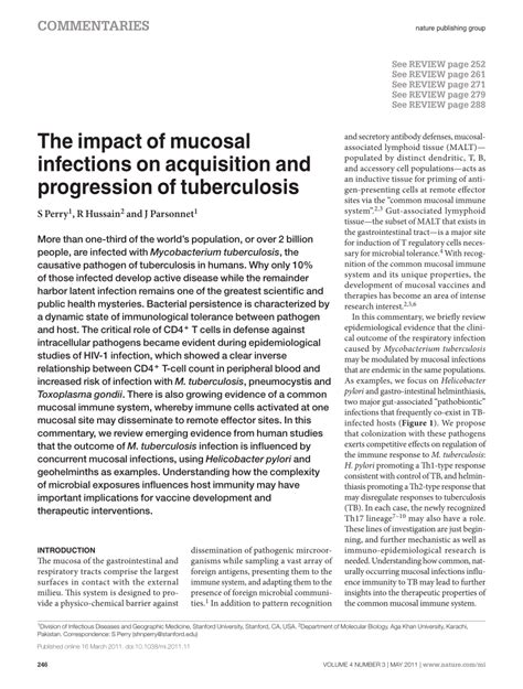 Pdf The Impact Of Mucosal Infections On Acquisition And Progression Of Tuberculosis