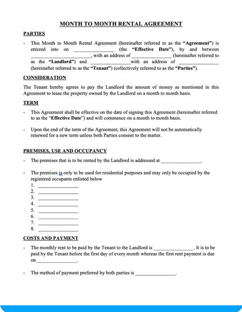 Month To Month Rental Agreement Templates Everything You Need To Know