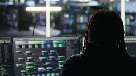 Data Center Computer Scientist Using Node Tree Software To Analyze