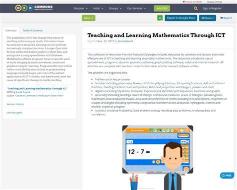 Teaching And Learning Mathematics Through Ict Oer Commons