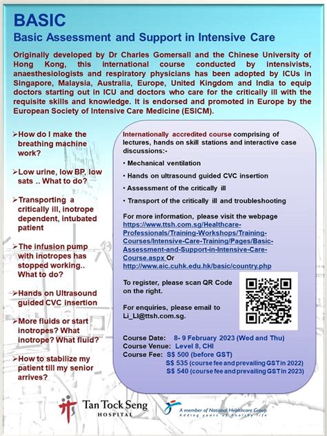 Basic Assessment And Support In Intensive Care Basic Course Tan Tock Seng Hospital Singapore