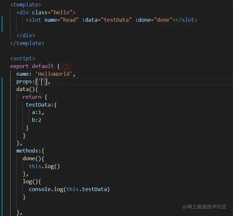 vue slot 插槽里面传递事件 调用外层的函数由于 有些页面比较类似 都是有相同的东西 我就想着用插槽的方法 去写个 掘金