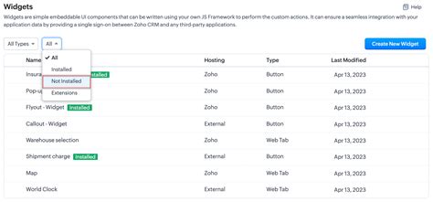 Work With Widgets Online Help Zoho CRM