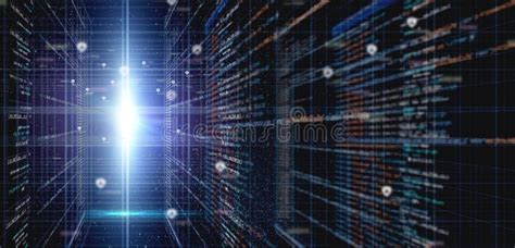 Coding Cyber Hologram And Programming By Dark Background For