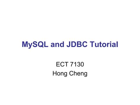 My Sql And Jdbc Tutorial Ppt