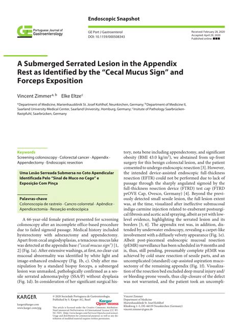 Pdf A Submerged Serrated Lesion In The Appendix Rest As Identified By