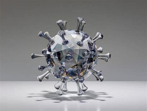 Detailed Sculpture Of A Virus Particle Spherical Core Spikes Against