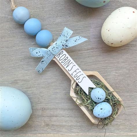 Robins Eggs Scoop With Faux Easter Eggs And Easter Grass For Rae Dunn