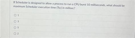 solved if scheduler is designed to allow a process to run a