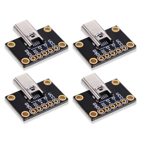 Treadax 4pcs Usb Microb Plug Breakout Board 5pin Male Connector Adapter Module Compatible With