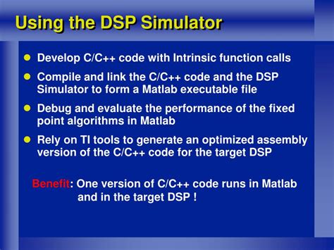 Ppt Matlab Extensions For The Development Testing And Verification Of Real Time Dsp Software