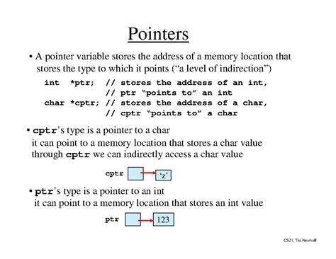 C Pointers Pointers • A Pointer Variable Stores The Address Of A