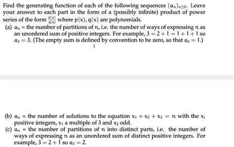Solved Find The Generating Function Of Each Of The Following