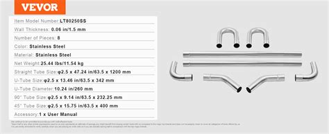 Vevor Diy Universal Exhaust Kit 8 Pieces Exhaust Pipe Kit With Slip Fit