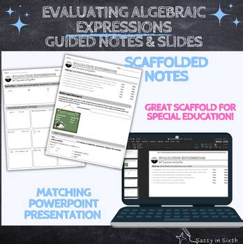 Evaluating Expressions Activity Substituting Variable Guided Notes Powerpoint