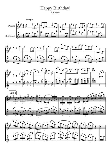 Free Lead Sheet Happy Birthday To You Clarinet Sheet