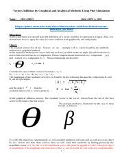 Vectors Addition By Graphical And Analytical Methods Using Phet Simulation Docx Vectors