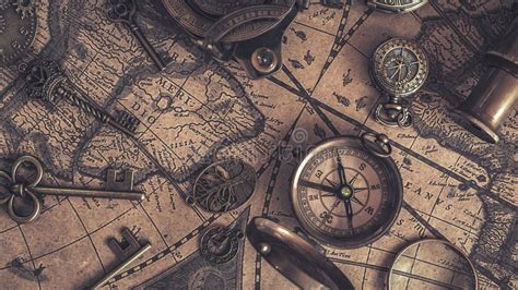 Compass Pendant On Old World Map Stock Image Image Of Geography
