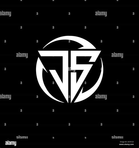 Js Logo With Triangle Shape And Circle Rounded Design Template Isolated On Black Background