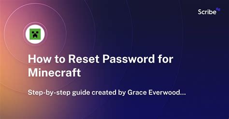 How To Reset Password For Minecraft Scribe
