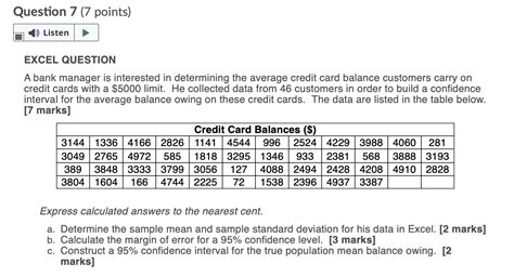 solved question 7 7 points listen excel question a bank