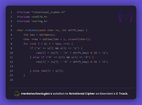 Menketechnologiess Solution For Rotational Cipher In C On Exercism