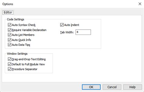 Options Dialog Box ExcelBaby