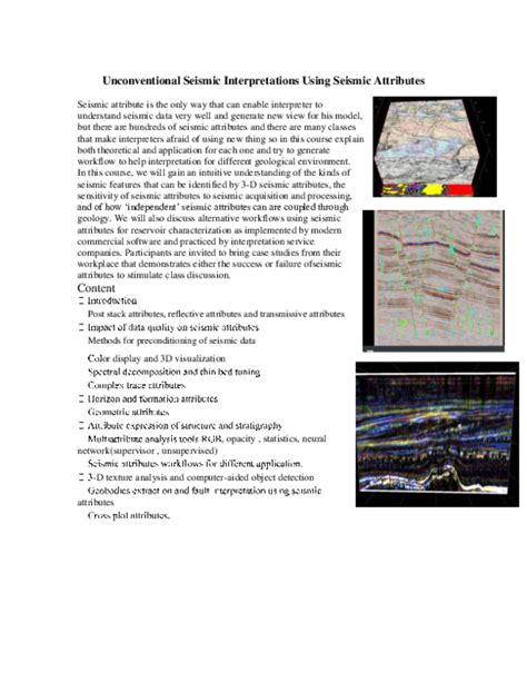 Pdf Advanced Seismic Interpretations Using Seismic Attributes Final