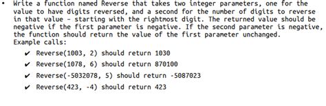 Solved Write A Function Named Reverse That Takes Two Integer
