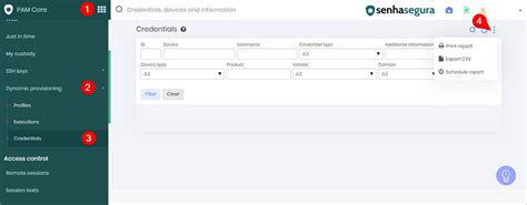 how to access credential provisioning report pam core segura community