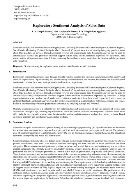 Pdf Exploratory Sentiment Analysis Of Sales Data