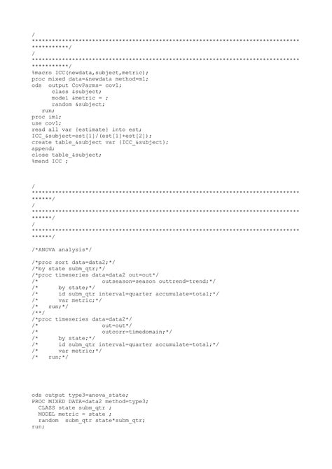 Example Sas Code For Icc Calculation And Timeseries Analysis Pdf