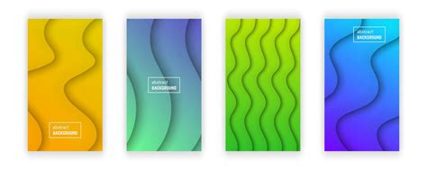 Abstract Minimal Gradient Geometric Background Set Of Four Wave Layer Shape For Banner