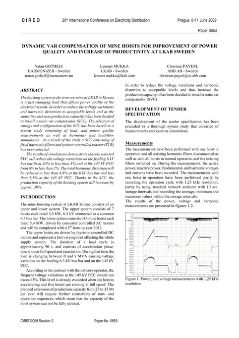Pdf Dynamic Var Compensation Of Mine Hoists For Improvement Of Power Quality And Increase Of