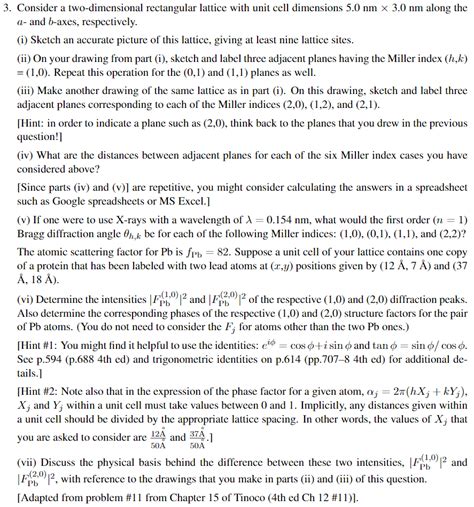 3 consider a two dimensional rectangular lattice