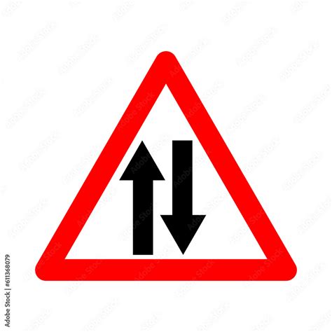Two Way Traffic Sign Warning Sign Two Way Traffic Red Triangle Sign With Arrows Silhouette