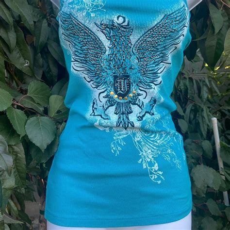 Blue Sparkly Eagle Shirt Y2k Depop