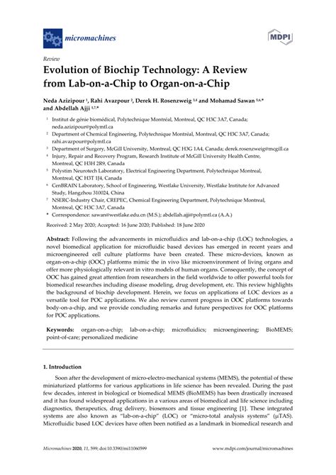 PDF Evolution Of Biochip Technology A Review From Lab On A Chip To Organ On A Chip