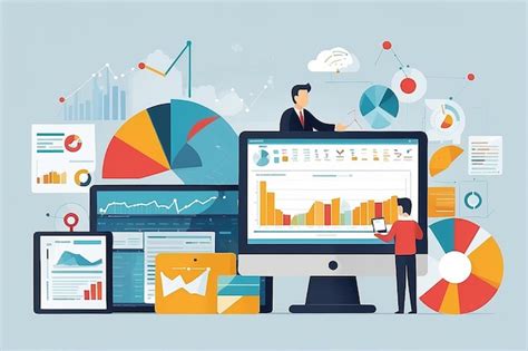 Flat Vector Illustration Of Web Analytics Information And Development Website Statistic
