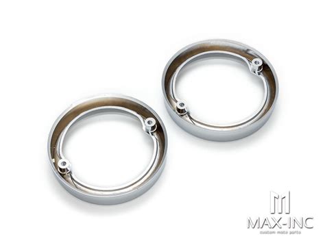 Chrome Red Motorcycle Turn Signal Light Bezels Indicator Lens Trim Rin