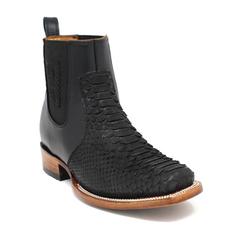 Ranchers Black Python Rodeo Toe Ankle Boot Mexwest