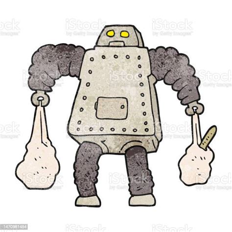 자유형 질감 만화 로봇 운반 쇼핑 가방에 대한 스톡 벡터 아트 및 기타 이미지 가방 귀여운 그런지 이미지 기법 Istock