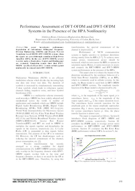 Pdf Performance Assessment Of Dft Ofdm And Dwt Ofdm Systems In The